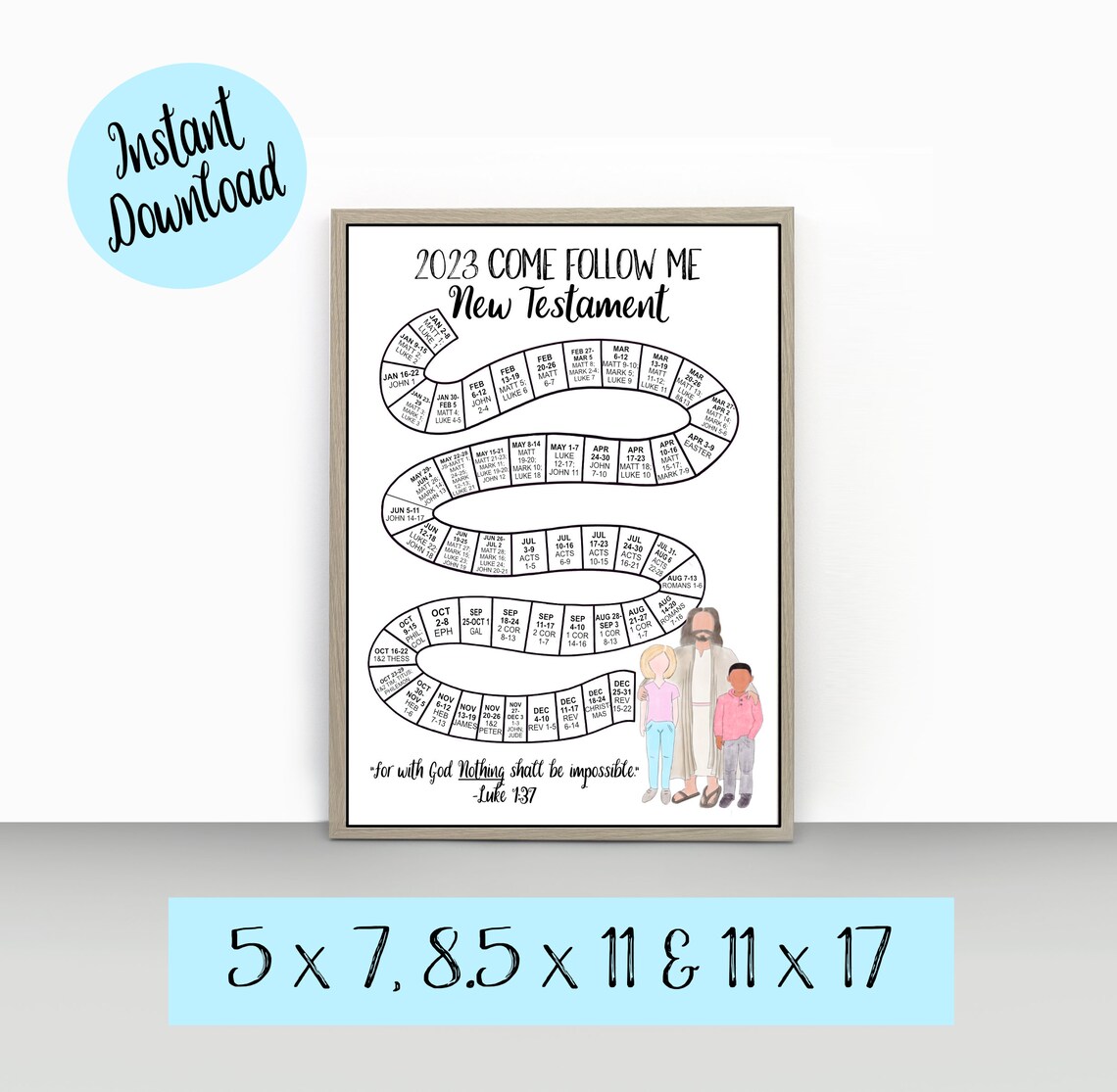 Come Follow Me 2023 New Testament Reading Chart for Sunday School, New ...