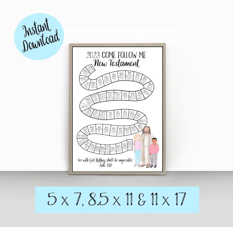 Come Follow Me 2023 New Testament Reading Chart for Sunday School, New ...