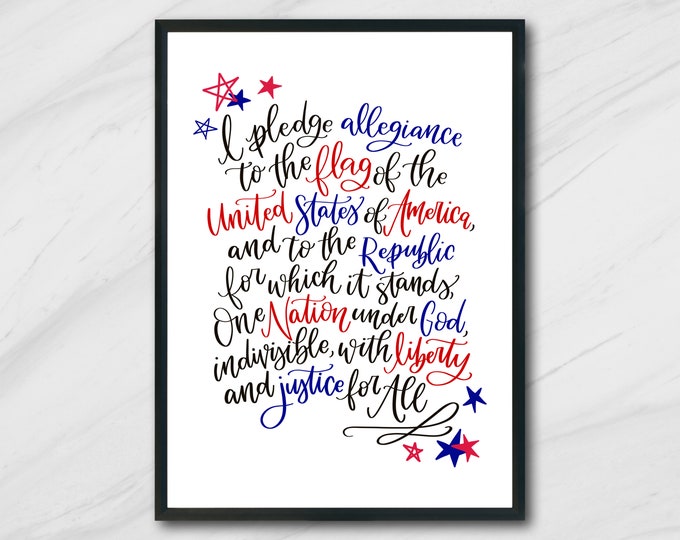 4th of July Printable, Pledge of Allegiance, Patriotic Decor ...