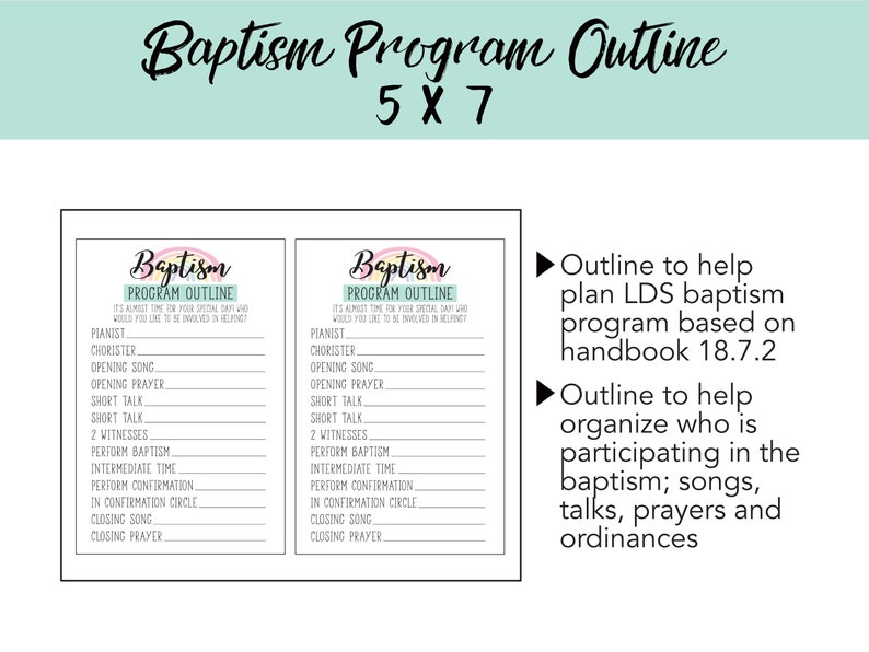 LDS Baptism Checklist, LDS Baptism, Digital Download, Baptism Organizer ...