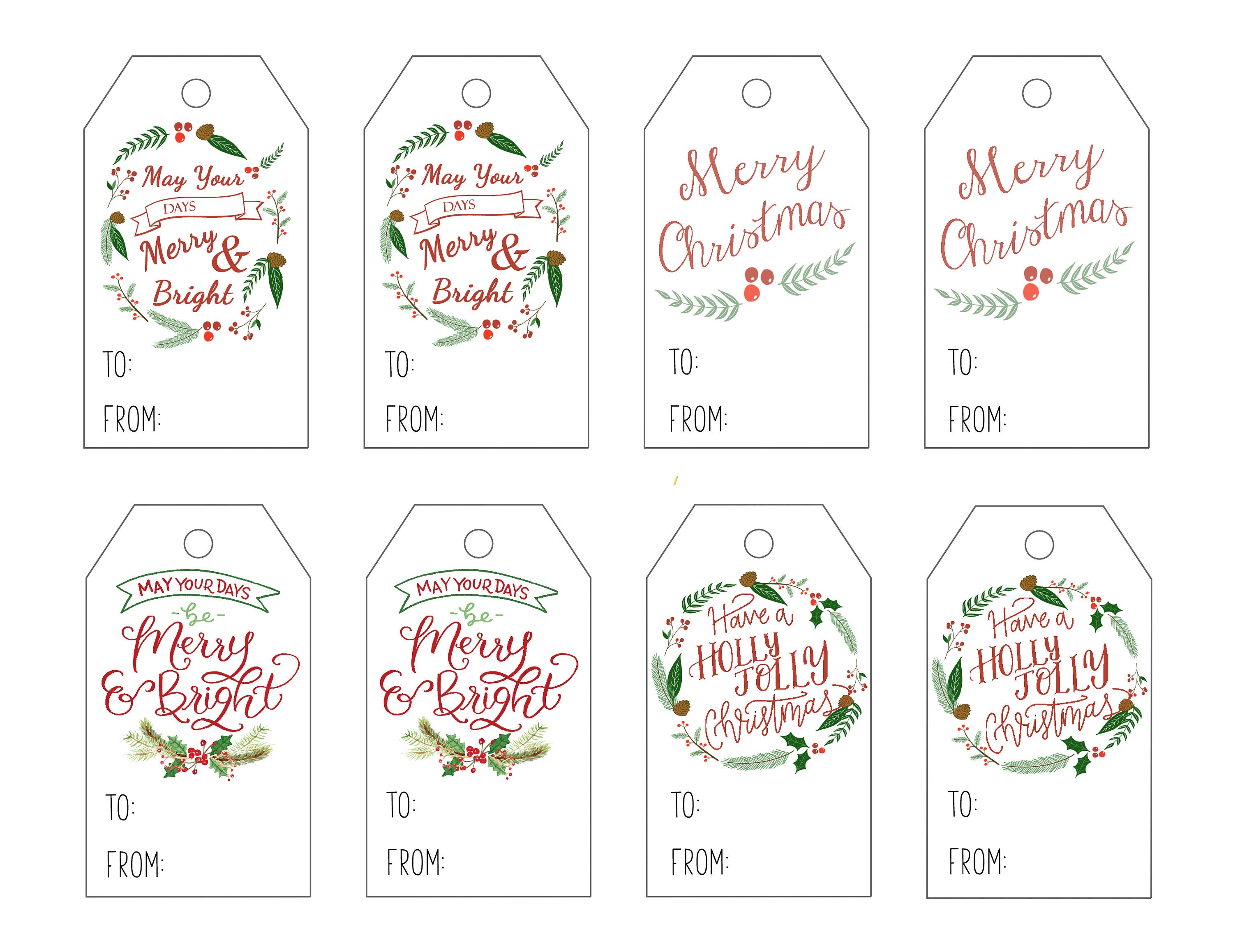 Christmas Tags, Printable Christmas Tags, Christmas Gift Tags, Holiday ...