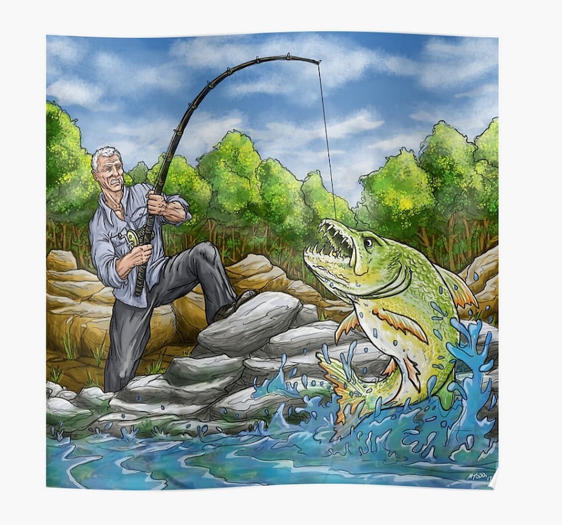 Jeremy Wade of River Monsters/ Dark Waters TV Shows Poster, Hand Drawn ...