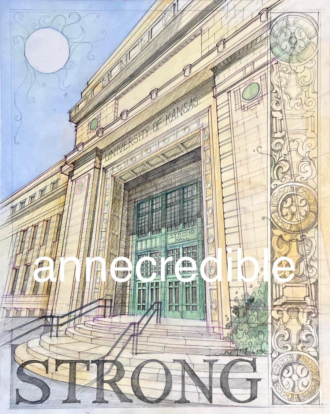 Strong Hall Art Print: University of Kansas Landmark (digital Print) - Etsy