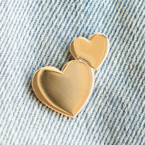 Happy Heart Pin Gold Heart Enamel Pin Gold Heart Lapel Pin - Etsy