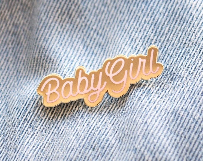 Baby Girl Enamel Lapel Pin // Gold / Copper / Pink / Babygirl / It's a ...