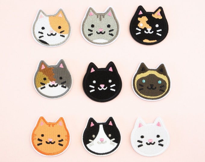 Kitty Patches // Embroidered Patch / Fabric Patch / Iron on / Sew on ...