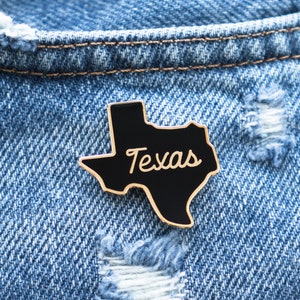 Texas Enamel Lapel Pin // Black / Gold / Hard Enamel Pin / | Etsy