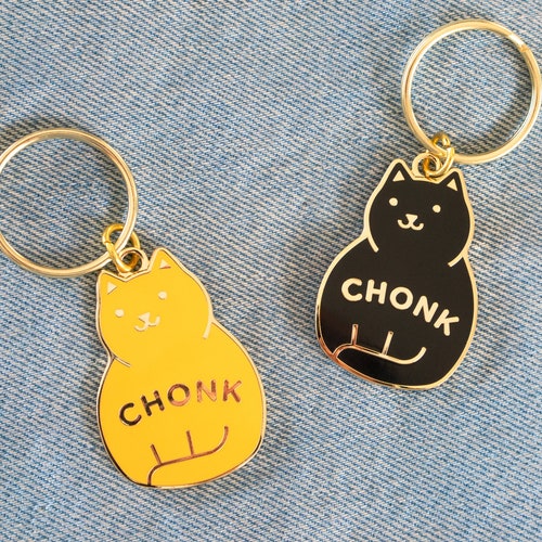 Chonk Enamel Keychain // Gold / Chonker / Chonky Cat / Black | Etsy
