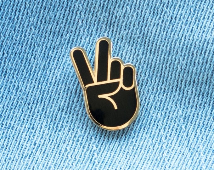 Peace Enamel Lapel Pin // Black / Gold / Hard Enamel / Cloisonne Pin ...