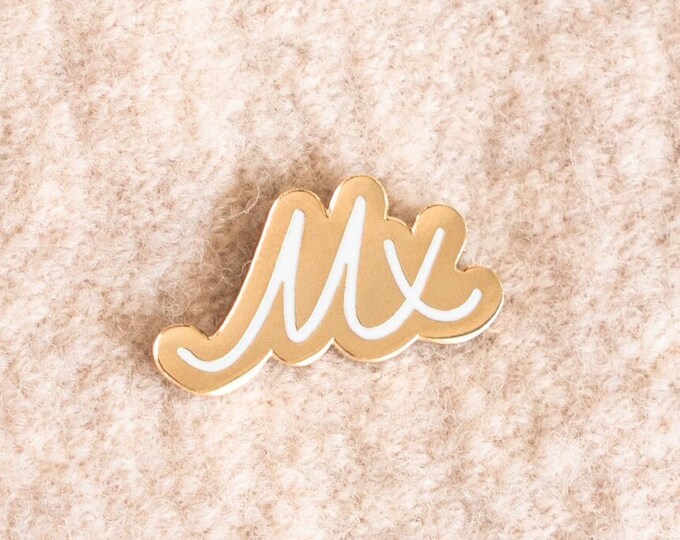Mx Enamel Pin // Palm and Posy / White / Gold / Cloisonne Pin / Non ...