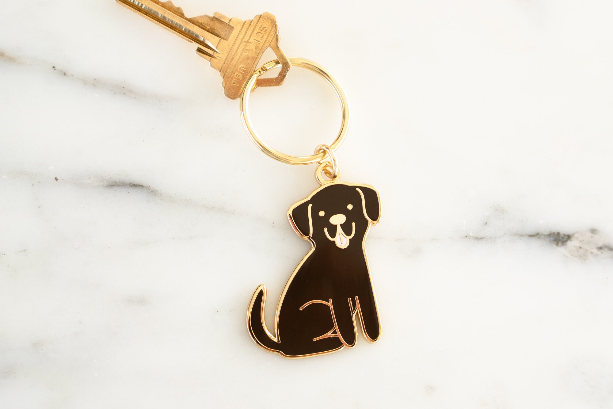 Labrador Dog Enamel Keychain // Gold / Golden Retriever / | Etsy