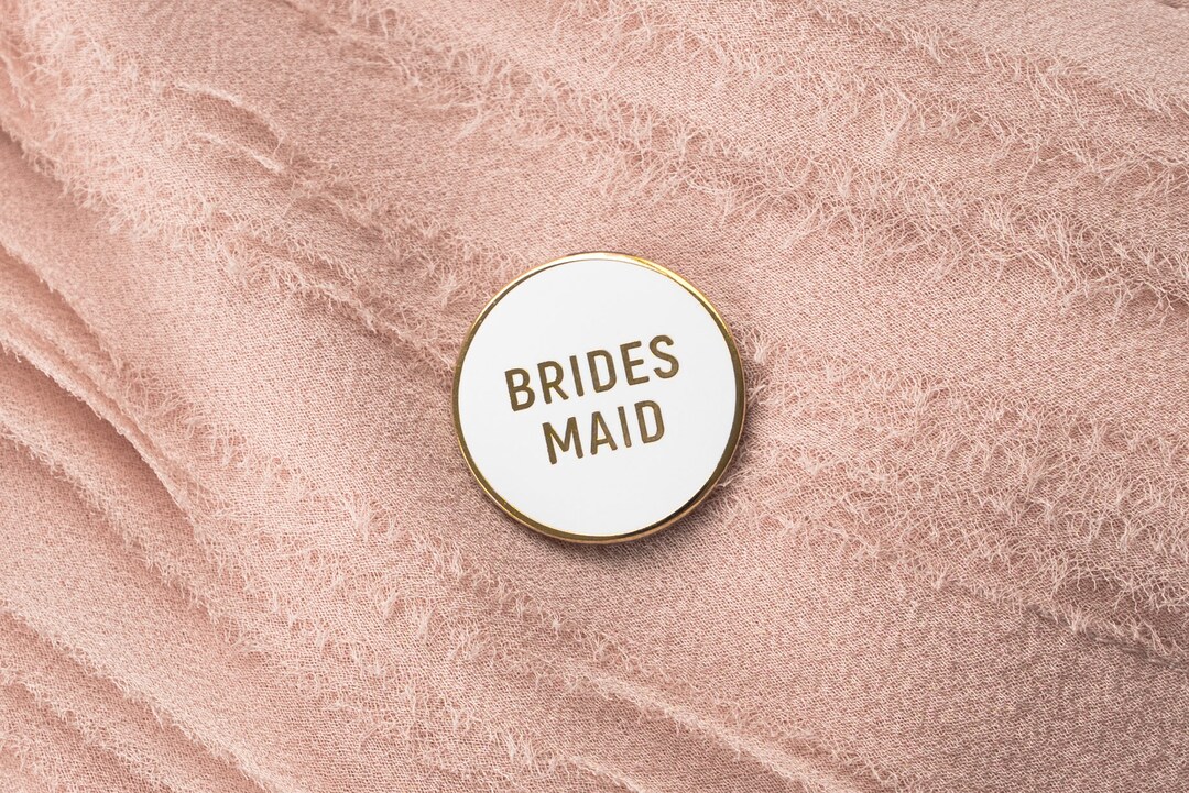 Bridesmaid Enamel Lapel Pin // Palm and Posy / White / Gold / Cloisonne ...