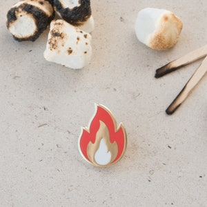 Flame Enamel Lapel Pin // Gold / Lit / Fire / Flame Emoji / Campfire - Etsy