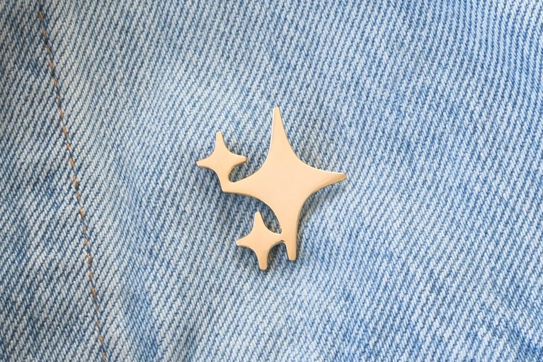 Sparkle Enamel Lapel Pin // Gold / Sparkle Emoji / Stars / - Etsy