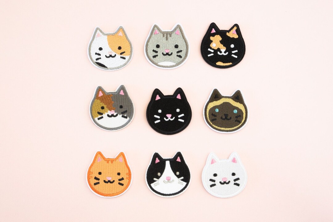 Kitty Patches // Embroidered Patch / Fabric Patch / Iron on / Sew on ...