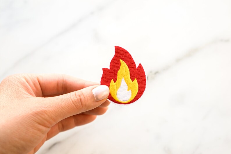 Flame Patch // Embroidered Patch / Fabric Patch / Sew on / - Etsy