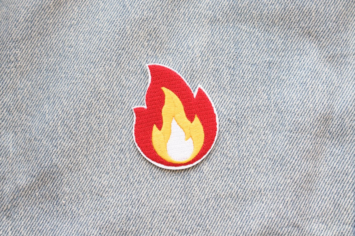 Flame Patch // Embroidered Patch / Fabric Patch / Sew on / - Etsy