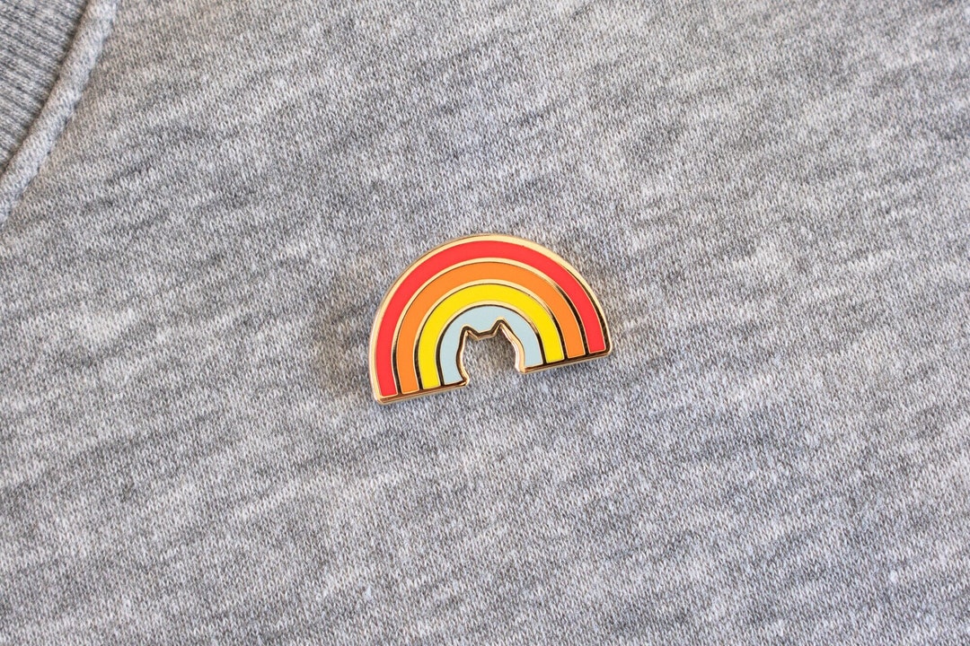 Cat Rainbow Enamel Pin // Gold / Rainbow Bridge / Cat Remembrance ...