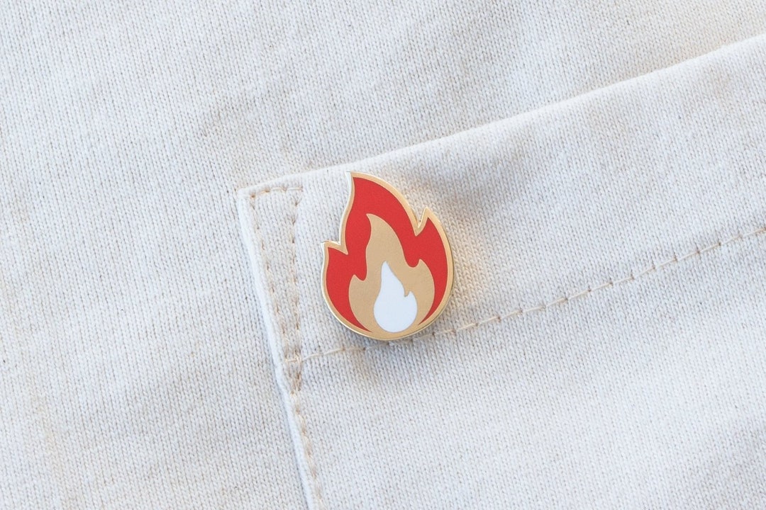 Flame Enamel Lapel Pin // Gold / Lit / Fire / Flame Emoji / - Etsy