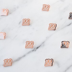 100 Enamel Lapel Pin // Copper / One Hundred / Emoji / Rose - Etsy
