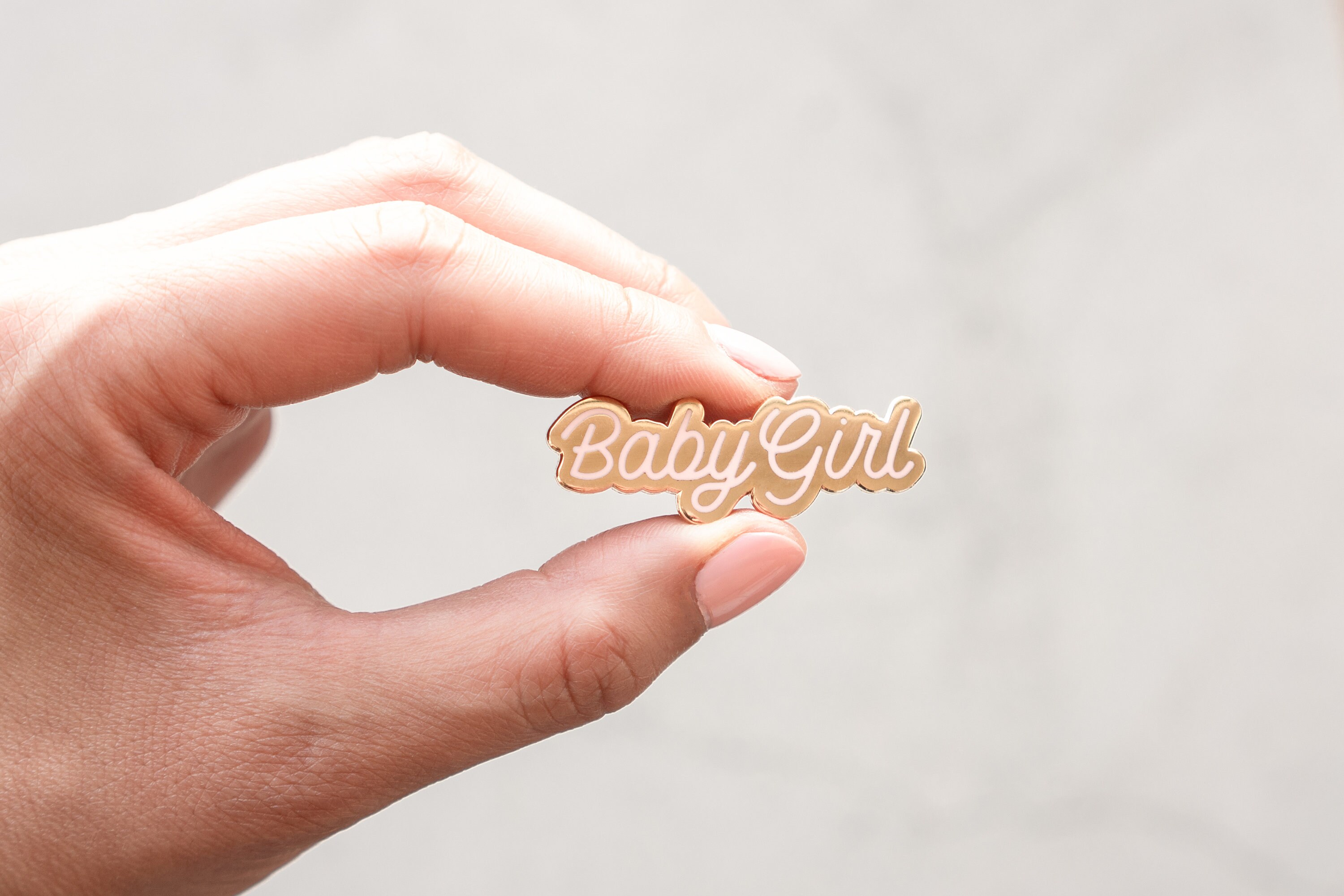 Baby Girl Enamel Lapel Pin // gold / copper / pink / babygirl | Etsy