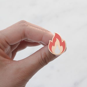 Flame Enamel Lapel Pin // Gold / Lit / Fire / Flame Emoji / Campfire - Etsy