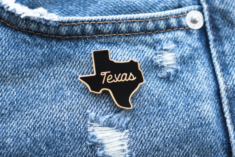 Texas Enamel Lapel Pin // Black / Gold / Hard Enamel Pin / - Etsy