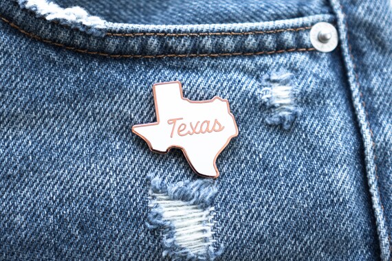 Texas Enamel Lapel Pin // White / Copper / Hard Enamel Pin / - Etsy