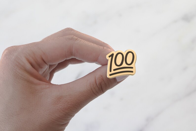 100 Enamel Lapel Pin // gold / one hundred / emoji | Etsy