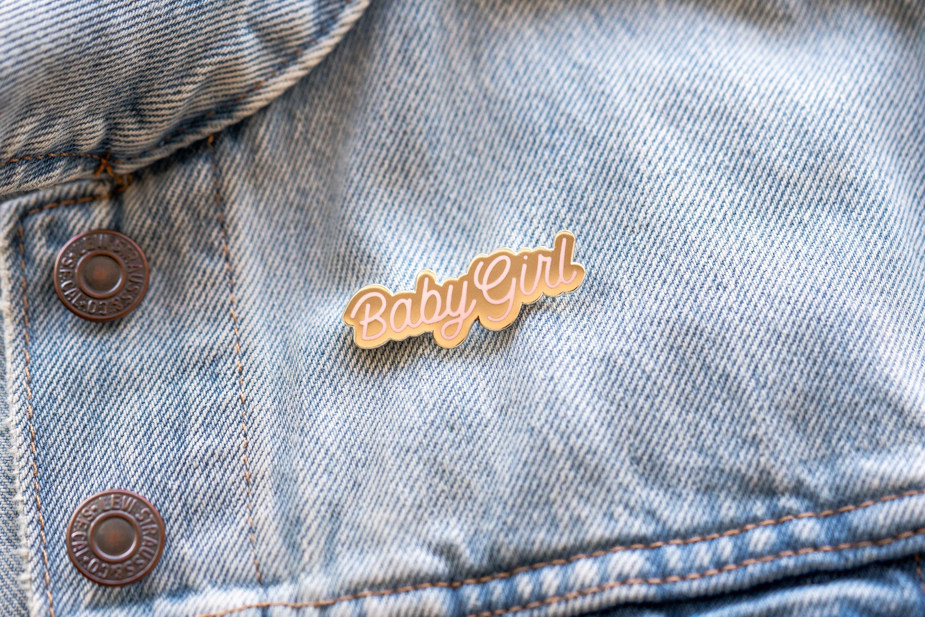 Baby Girl Enamel Lapel Pin // Gold / Copper / Pink / Babygirl | Etsy
