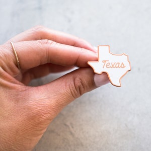 Texas Enamel Lapel Pin // White / Copper / Hard Enamel Pin / Cloisonne ...