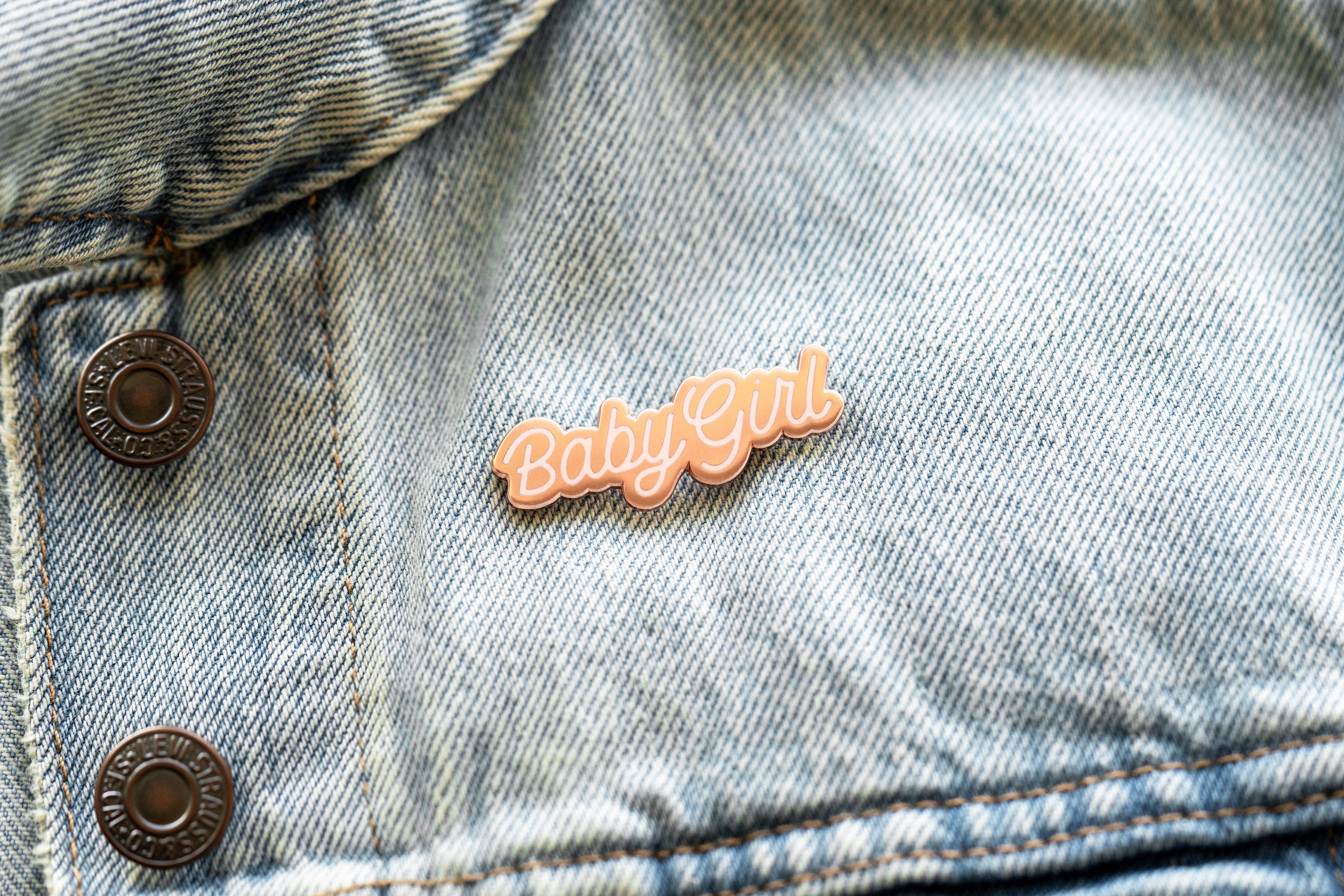 Baby Girl Enamel Lapel Pin // Gold / Copper / Pink / Babygirl | Etsy