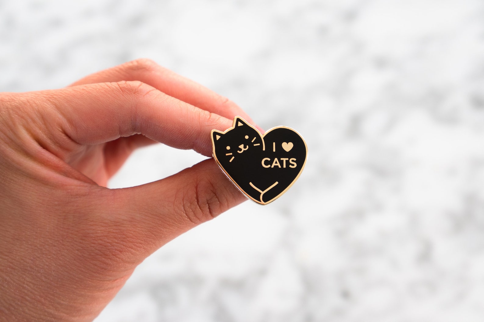 I Love Cats Enamel Pin // black / gold / cat heart / lapel pin | Etsy