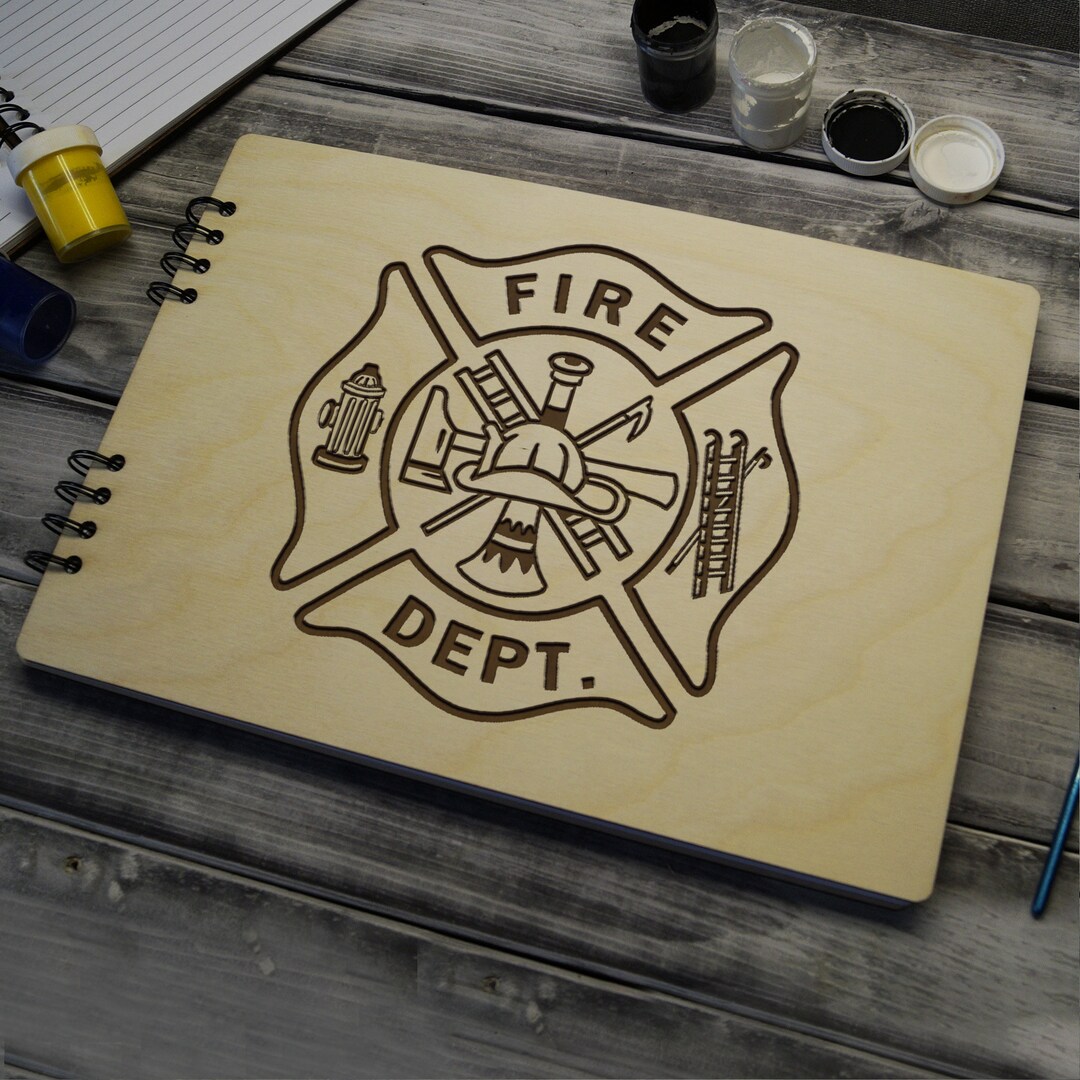 Lined Notebook Fire Department Binder Journal Spiral Sketchbook Wooden ...