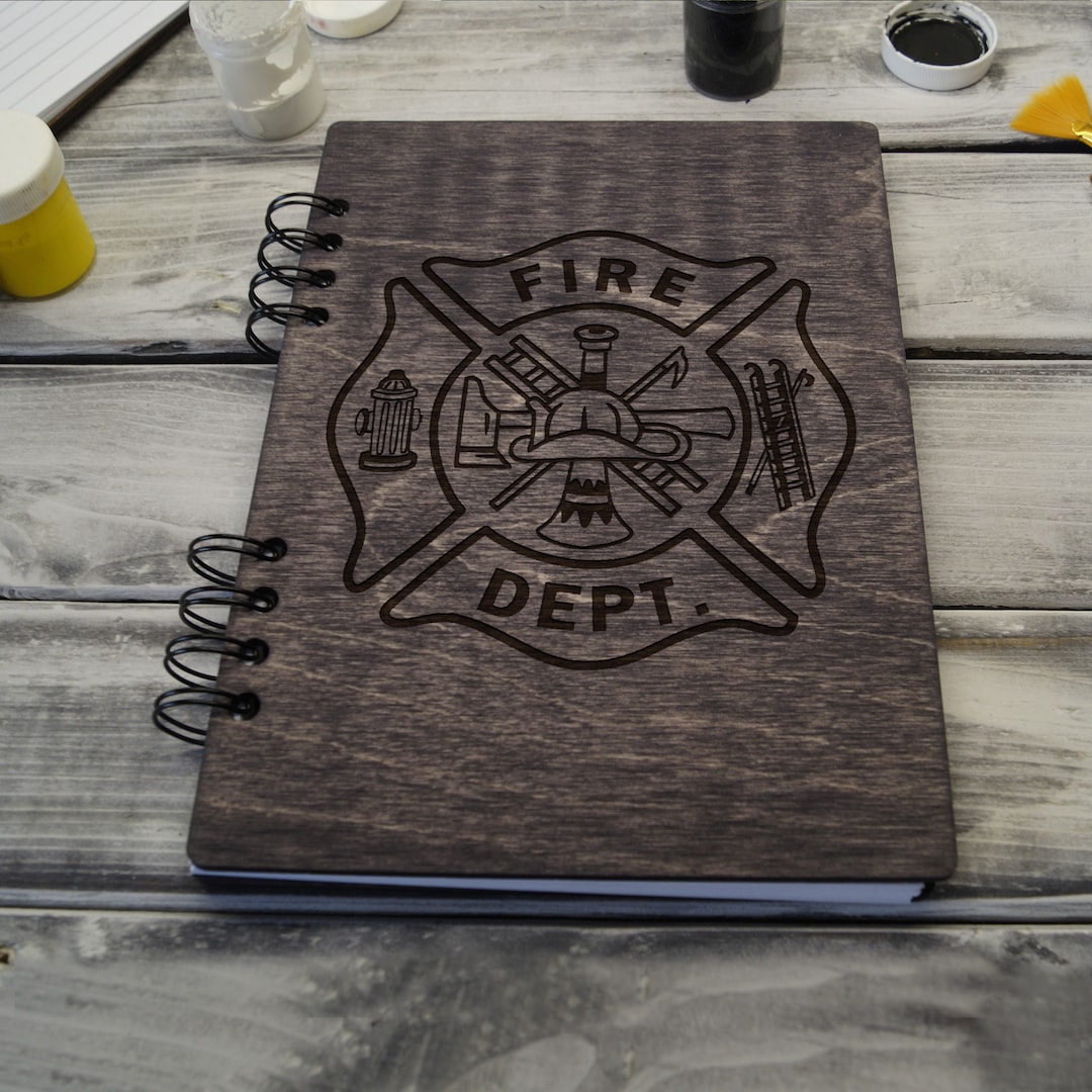 Lined Journal Firefighter Print Binder Sketchbook Fire Department Gift ...