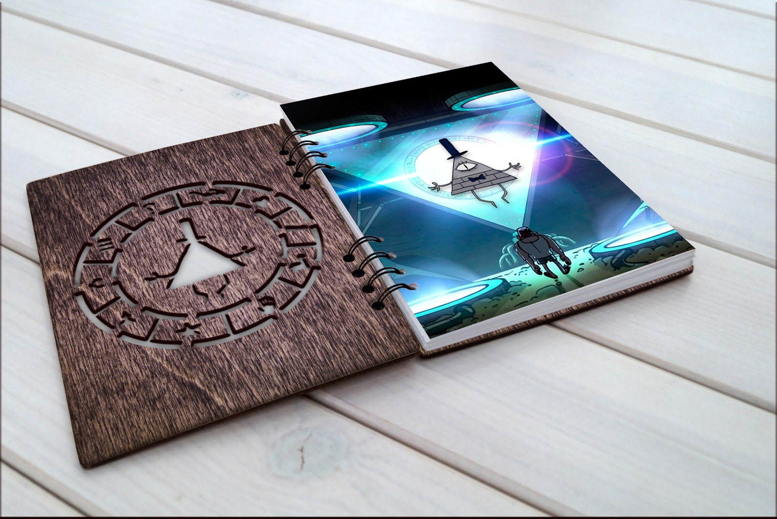 Wooden Notebook Gravity Falls Bill Cipher Handmade Album | Etsy