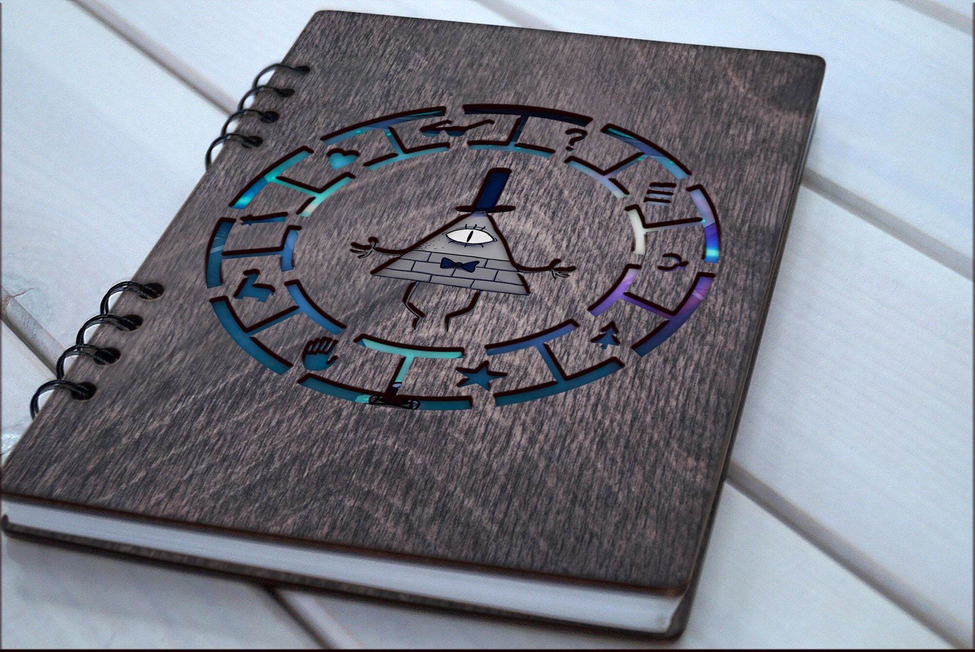 Wooden Notebook Gravity Falls Bill Cipher Handmade Album | Etsy