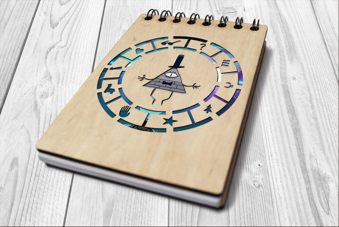 Wooden Notebook Gravity Falls Bill Cipher Handmade Album | Etsy