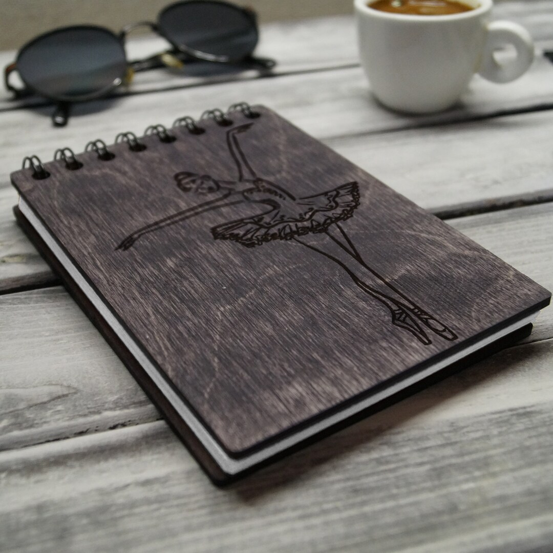 Spiral Notebook Ballet Dancer Wooden Journal Dance Gift Custom ...