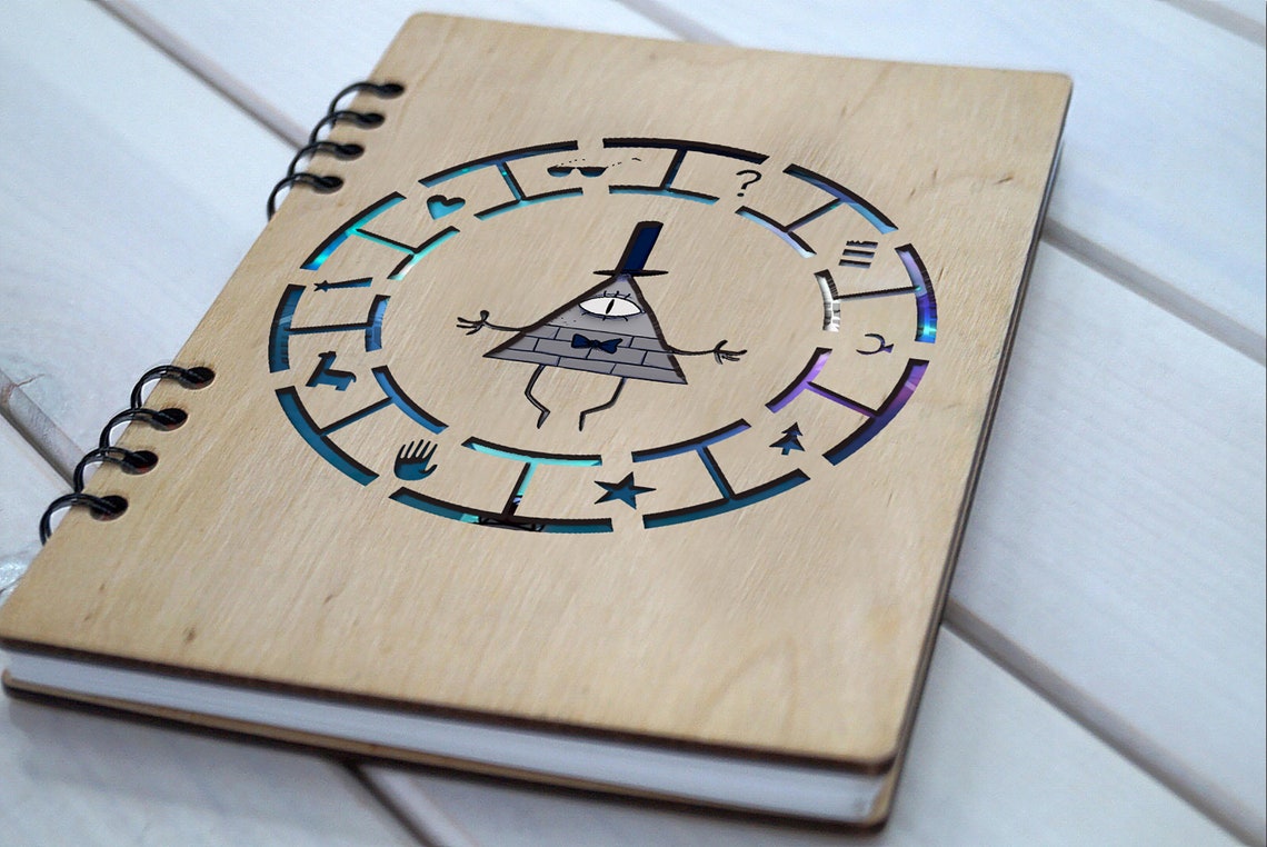 Wooden Notebook Gravity Falls Bill Cipher Handmade Album | Etsy