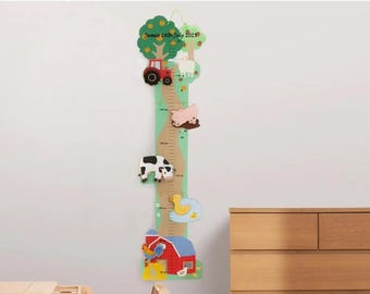 Farm Animals Growth Chart, Height Chart Ruler, Farm Nursery Decor ...