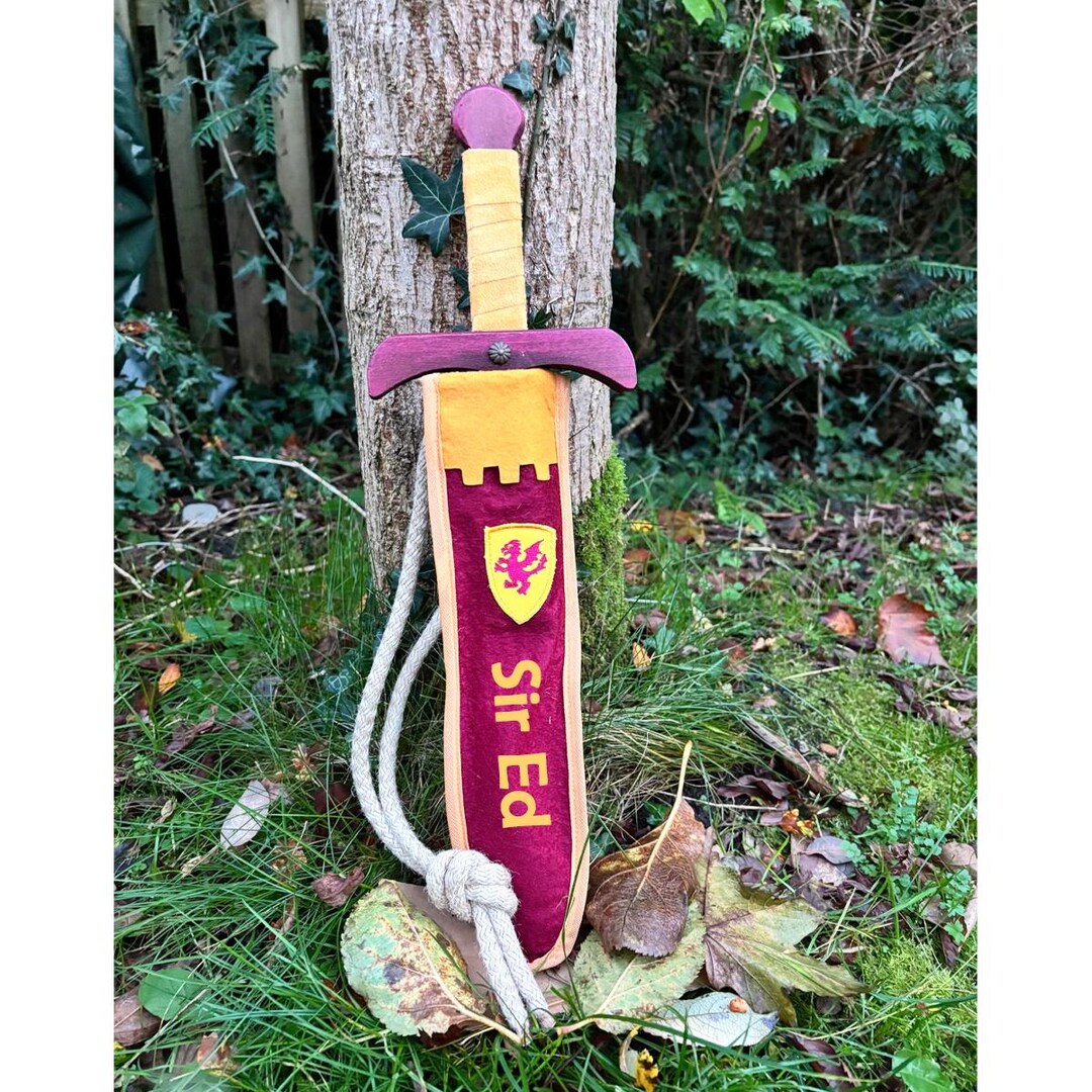 Burgundy & Gold Wooden Toy Sword With a Personalised Sheath - Etsy