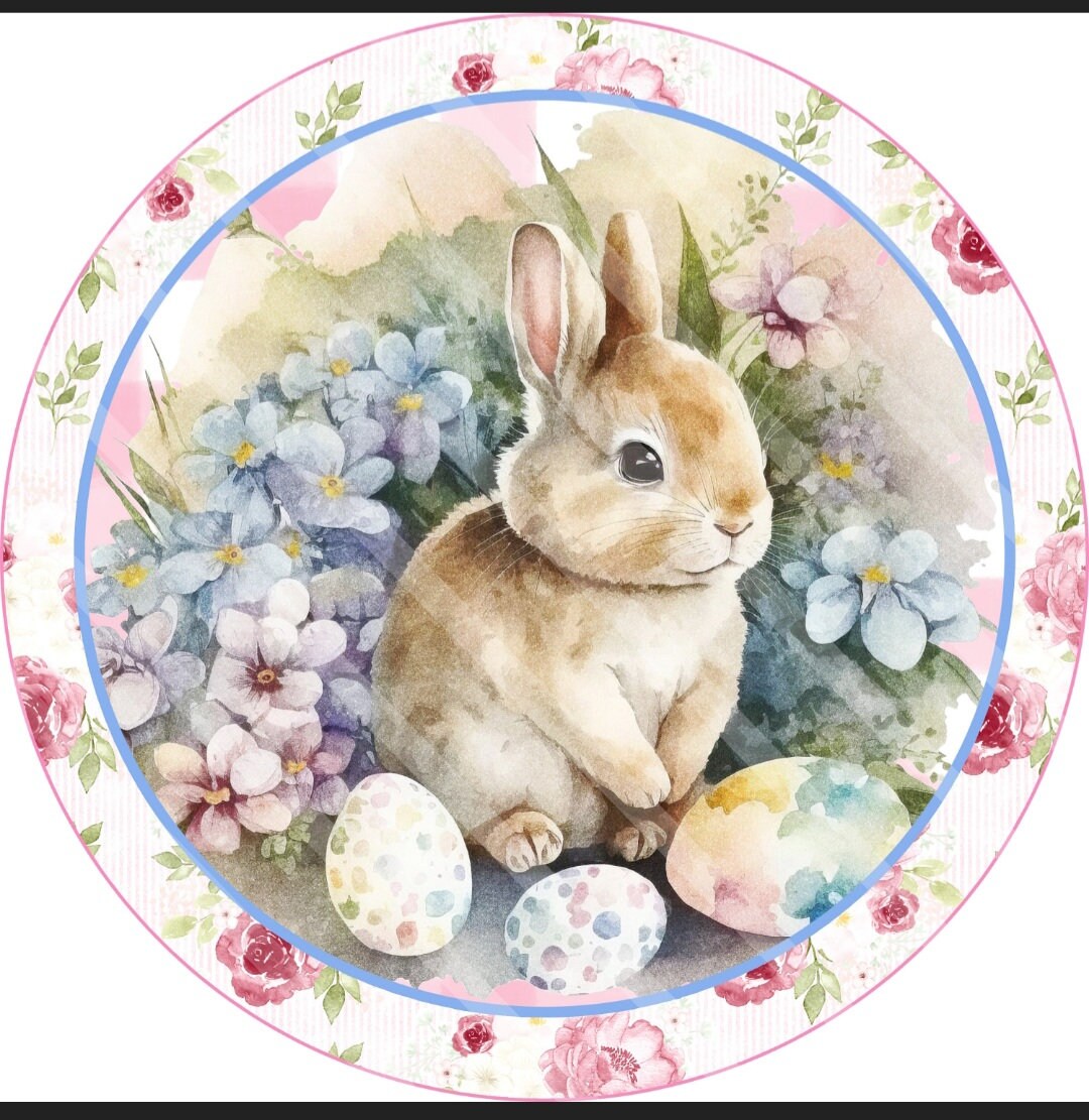 Pastel Easter Bunny With Eggs Wreath Sign. - Etsy