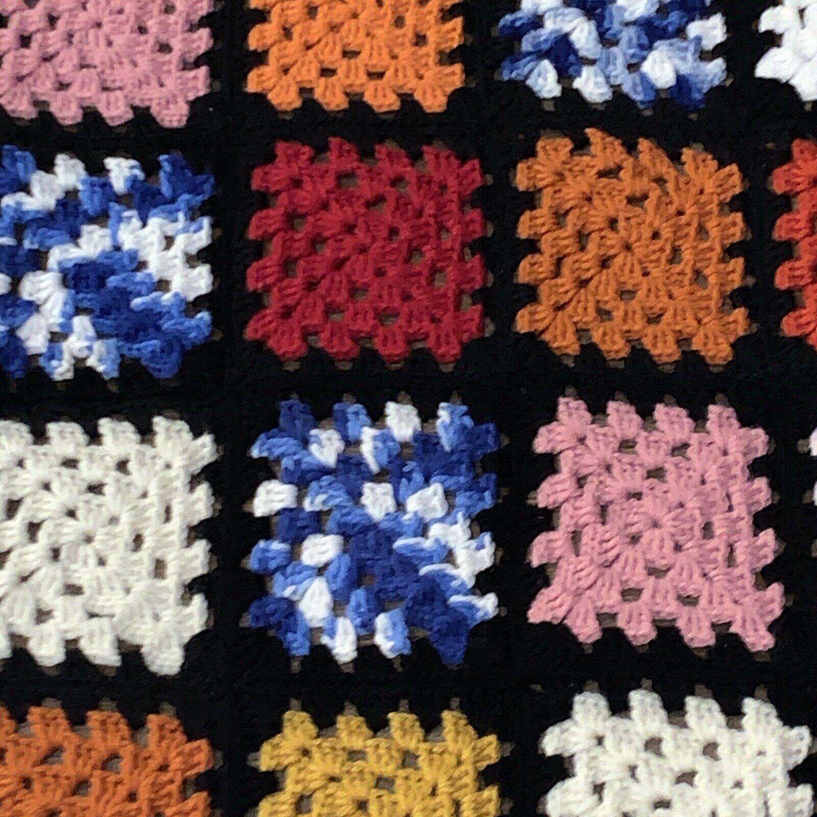 Vtg GRANNY SQUARE AFGHAN Crochet Cottage Core Throw Blanket 66”x43 ...