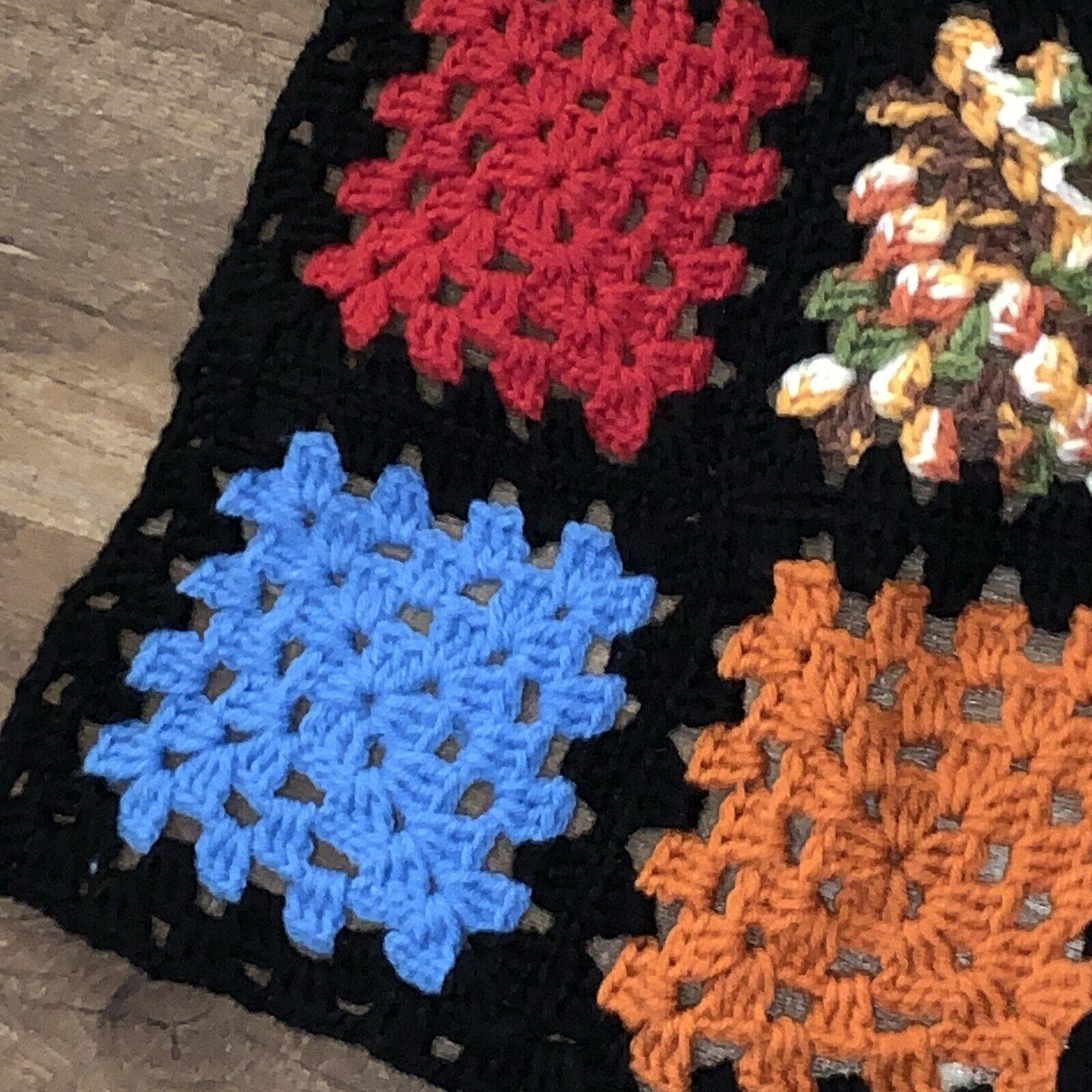 Vtg GRANNY SQUARE AFGHAN Crochet Cottage Core Throw Blanket 66”x43 ...