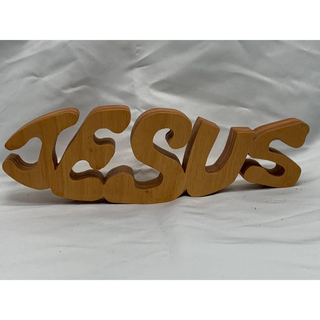 Vtg Handmade Wood "jesus" Fish Shape Desk Sign Plaque K Signed - Etsy