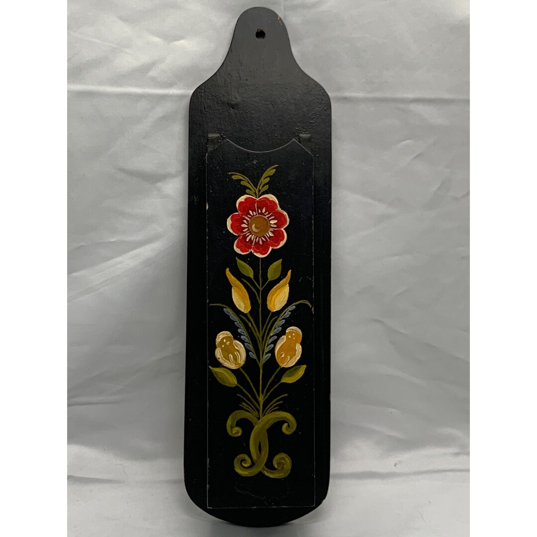 Wood Long Matchstick Holder With Hand Painted Floral Design - Etsy
