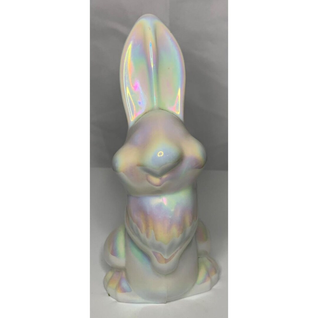 Mosser Glass Thumper Bunny Rabbit Figurine 6.5” White Iridescent Glass ...