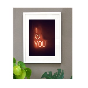 Neon Sign Print, Art Print, I Heart You Print, Home Decor, Original ...