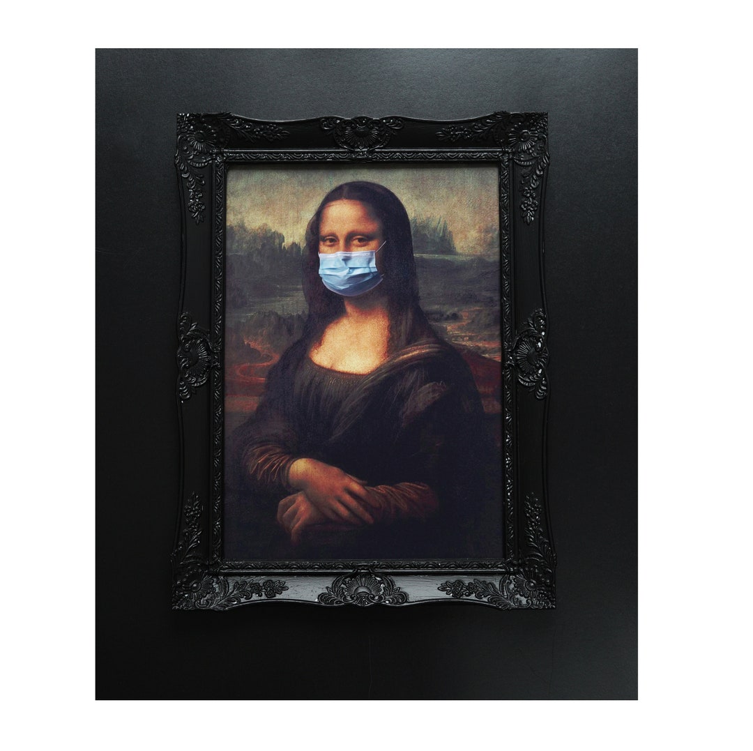 Mona Lisa Mask Print, Mixed Media Print, Funny Print, Quirky Print ...